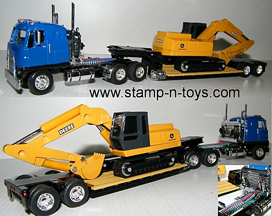 snt custom 0066 IH Emeryville cabover pulling a Rogers vintage Lowboy w ...
