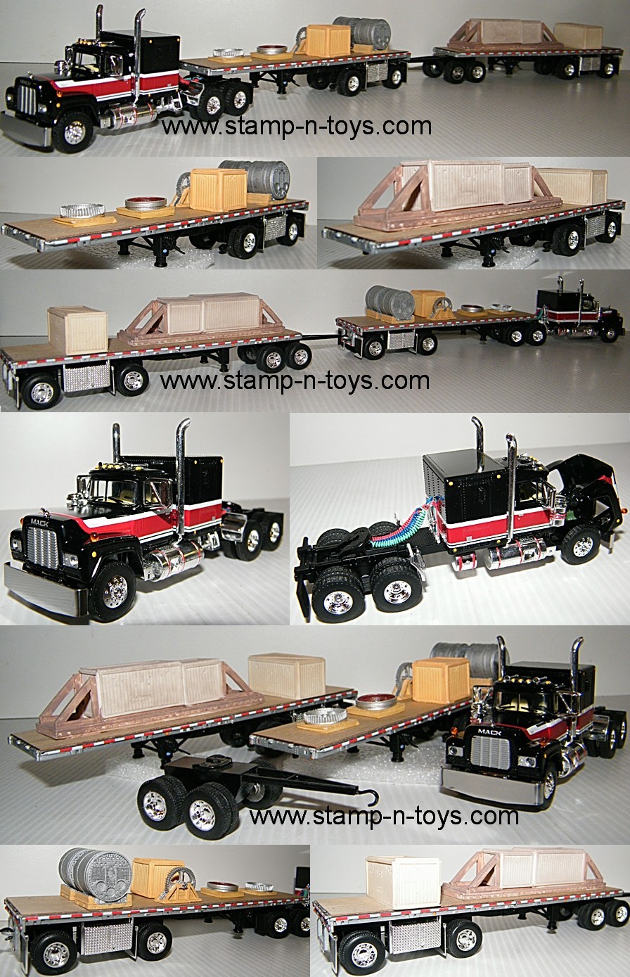 snt custom 0074 Mack R Model Sleeper w/Tandem Flatbeds with Loads ...