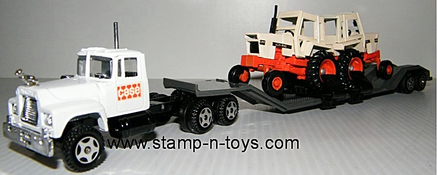 Ertl012 Mack R-Model Daycab w/Lowboy & (2) Farm Tractors for the load ...