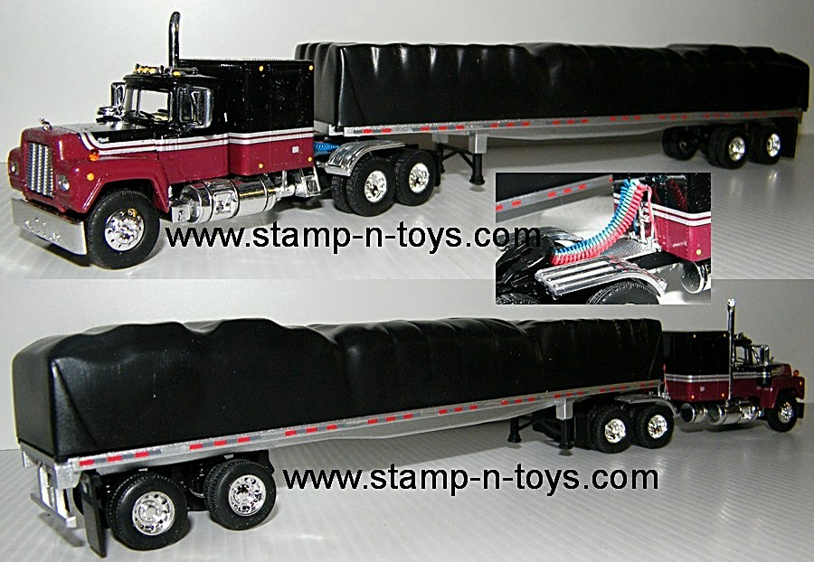 snt 0126 Custom Mack R-model Tractor pullling a 48′ Flatbed w/simulated ...